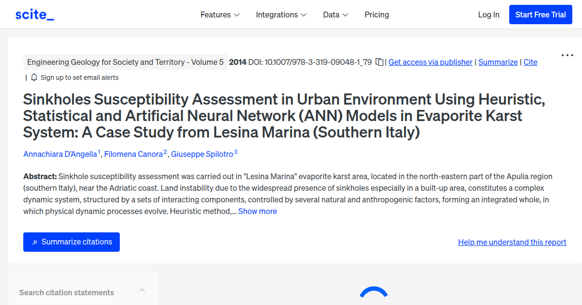 Sinkholes Susceptibility Assessment in Urban Environment Using ...