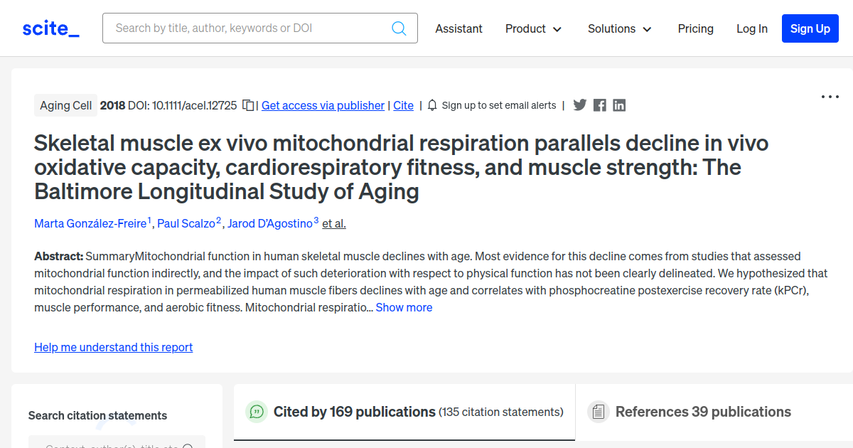 Skeletal Muscle Ex Vivo Mitochondrial Respiration Parallels Decline In