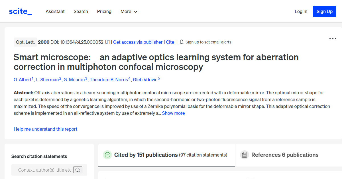 Smart microscope: an adaptive optics learning system for aberration correction in multiphoton ...