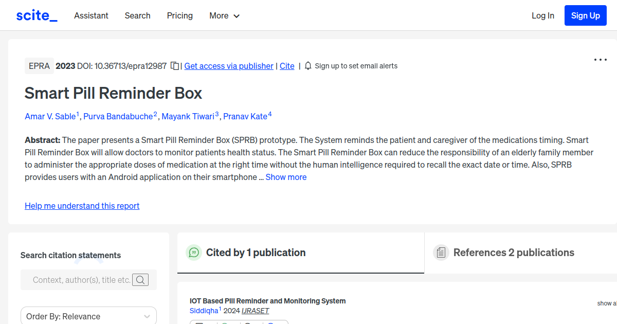 Smart Pill Reminder Box - [scite report]