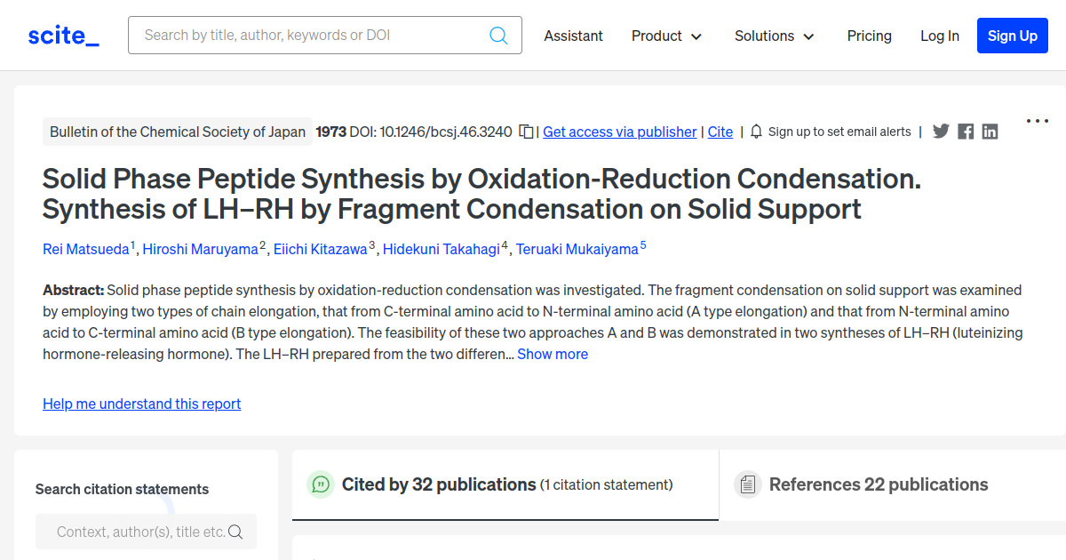 Solid Phase Peptide Synthesis by Oxidation-Reduction Condensation ... Solid Phase Peptide Synthesis by Oxidation-Reduction Condensation ...