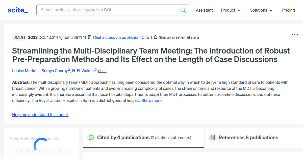 Streamlining the Multi-Disciplinary Team Meeting: The Introduction of ... Streamlining the Multi-Disciplinary Team Meeting: The Introduction of ...