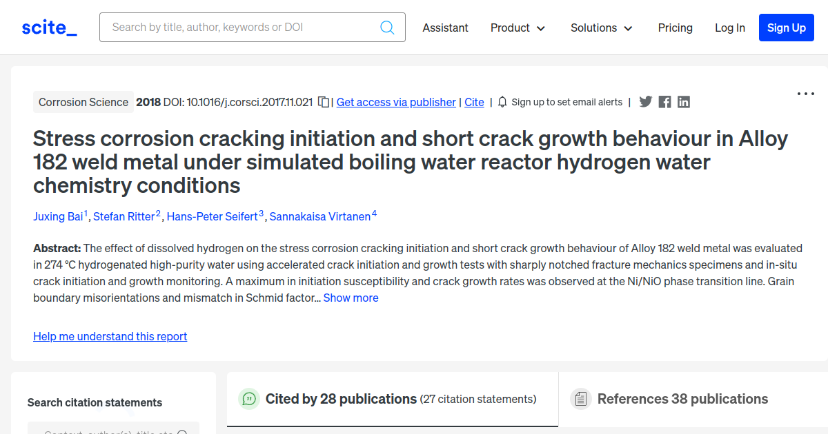 Stress corrosion cracking initiation and short crack growth behaviour ... Stress corrosion cracking initiation and short crack growth behaviour ...