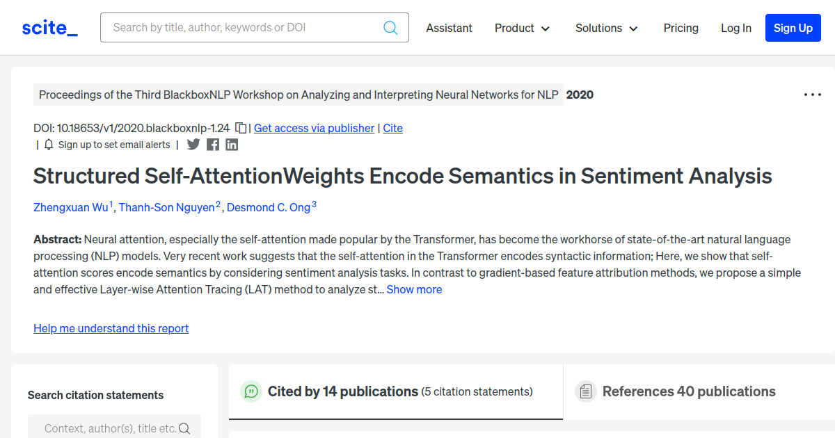 Structured Self-AttentionWeights Encode Semantics in Sentiment Analysis Structured Self-AttentionWeights Encode Semantics in Sentiment Analysis