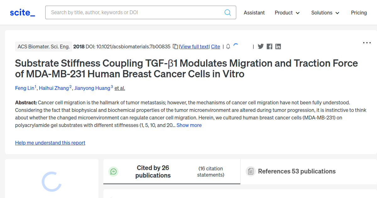 Substrate Stiffness Coupling Tgf β1 Modulates Migration And Traction