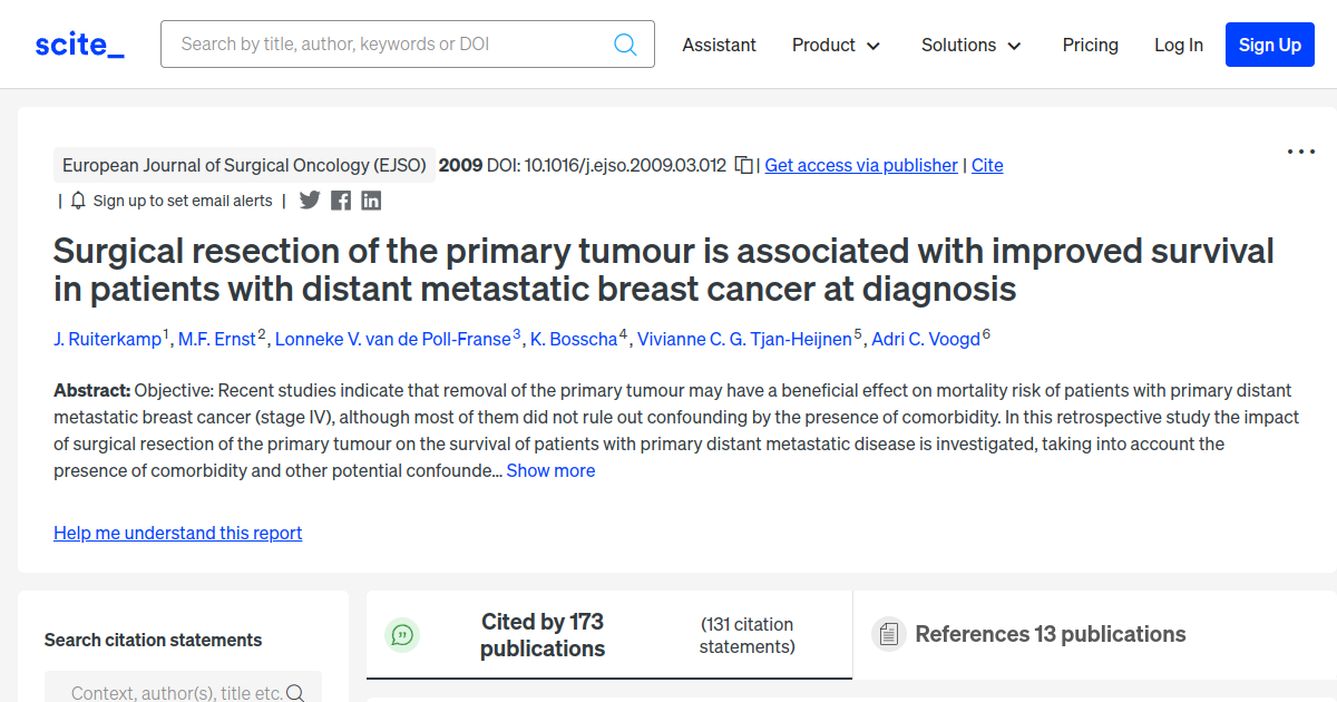 Surgical Resection Of The Primary Tumour Is Associated With Improved