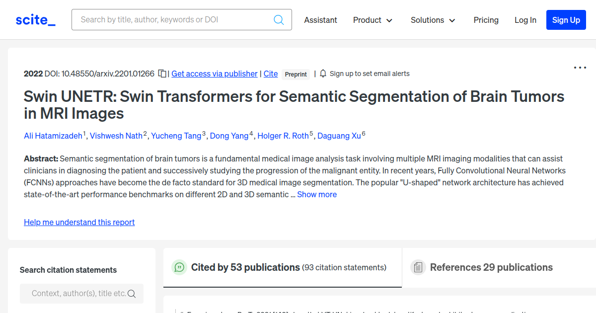 Swin Unetr Swin Transformers For Semantic Segmentation Of Brain Tumors