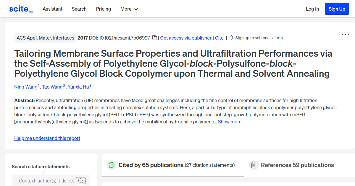 Tailoring Membrane Surface Properties and Ultrafiltration Performances via the Self-Assembly of ...