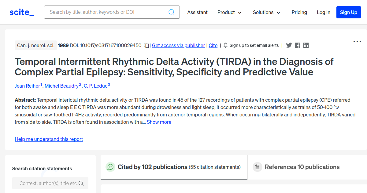 Temporal Intermittent Rhythmic Delta Activity Tirda In The Diagnosis