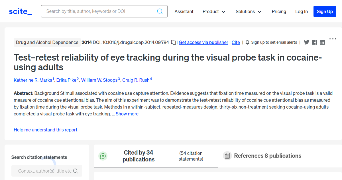 Test–retest reliability of eye tracking during the visual probe task in ... Test–retest reliability of eye tracking during the visual probe task in ...