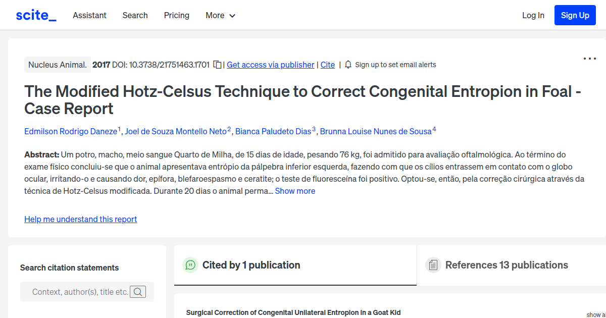 The Modified Hotz-Celsus Technique to Correct Congenital Entropion in Foal - Case Report ...