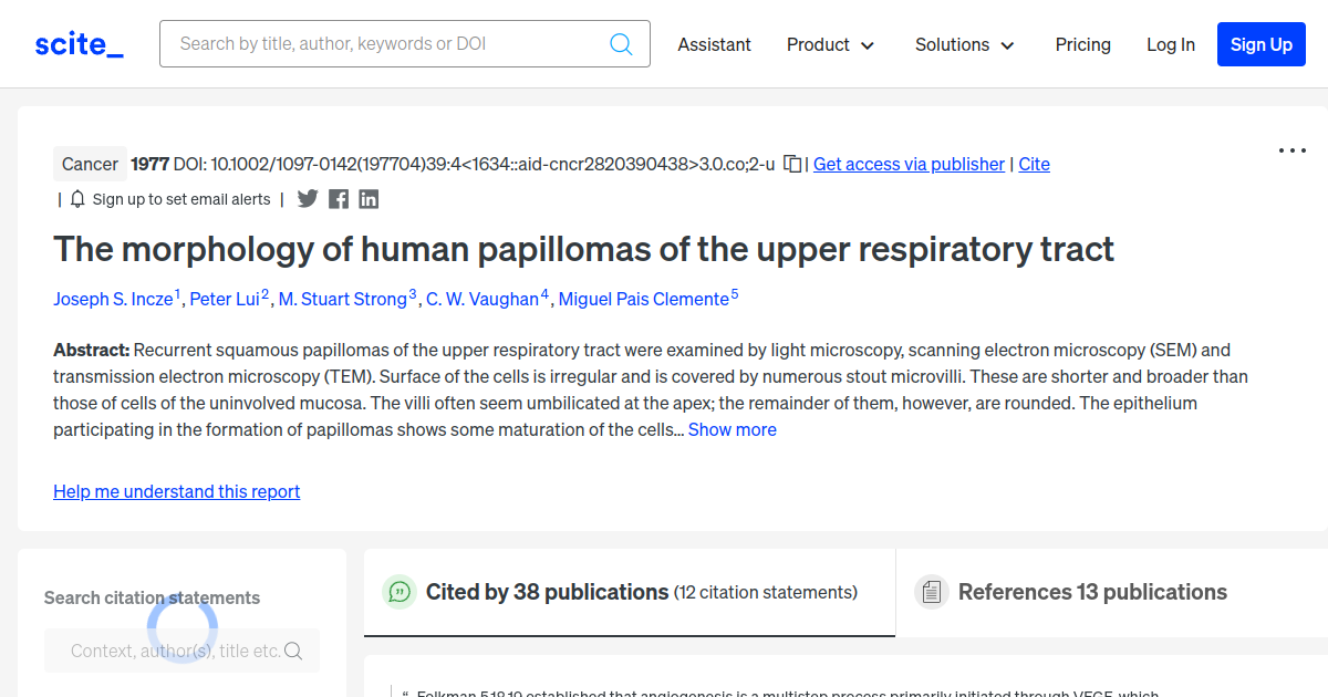 The Morphology Of Human Papillomas Of The Upper Respiratory Tract