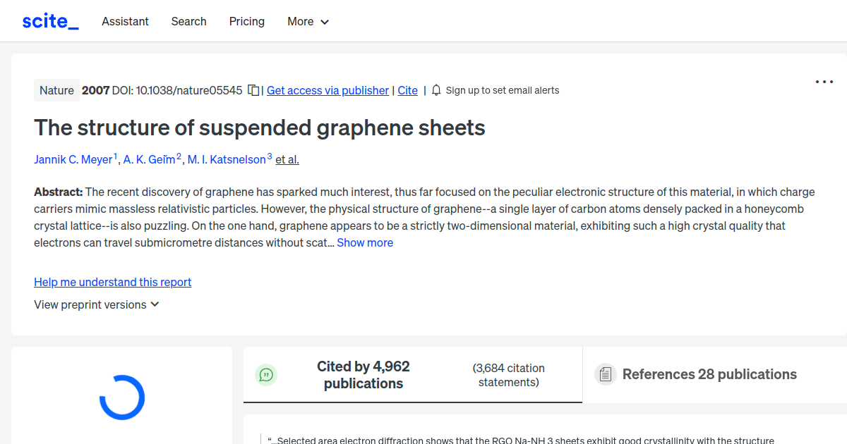 The structure of suspended graphene sheets - [scite report]