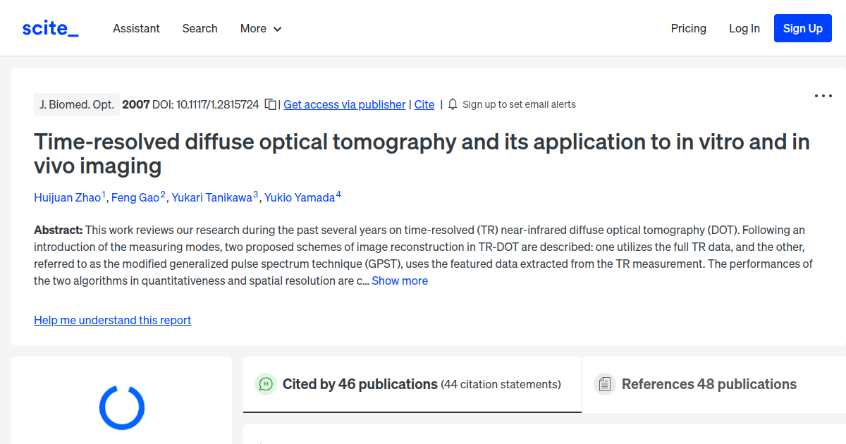 Time Resolved Diffuse Optical Tomography And Its Application To In Vitro And In Vivo Imaging