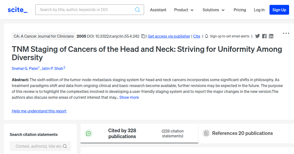Tnm Staging Of Cancers Of The Head And Neck Striving For Uniformity Among Diversity Scite