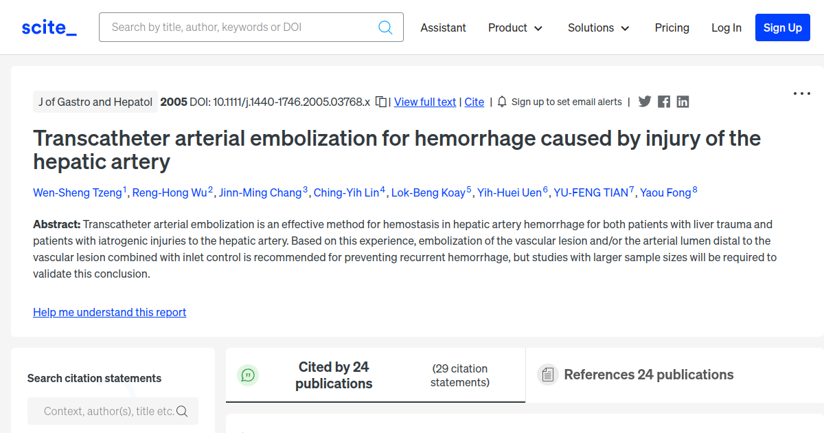 Transcatheter arterial embolization for hemorrhage caused by injury of ... Transcatheter arterial embolization for hemorrhage caused by injury of ...