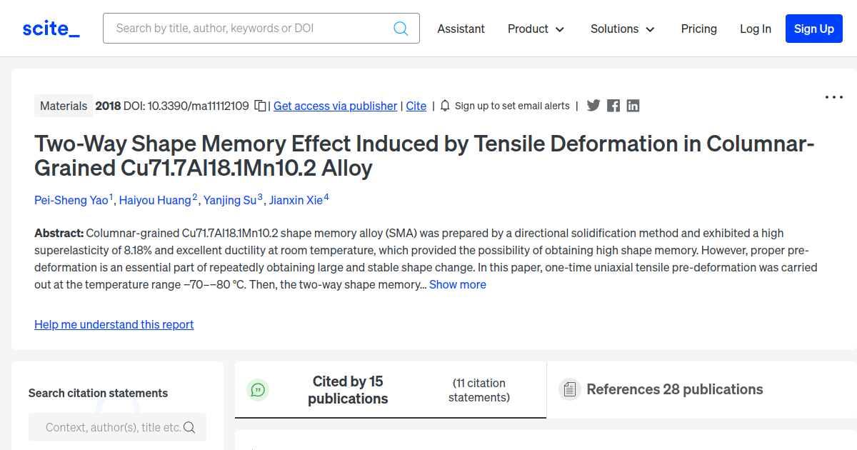 Two-Way Shape Memory Effect Induced by Tensile Deformation in Columnar ... Two-Way Shape Memory Effect Induced by Tensile Deformation in Columnar ...