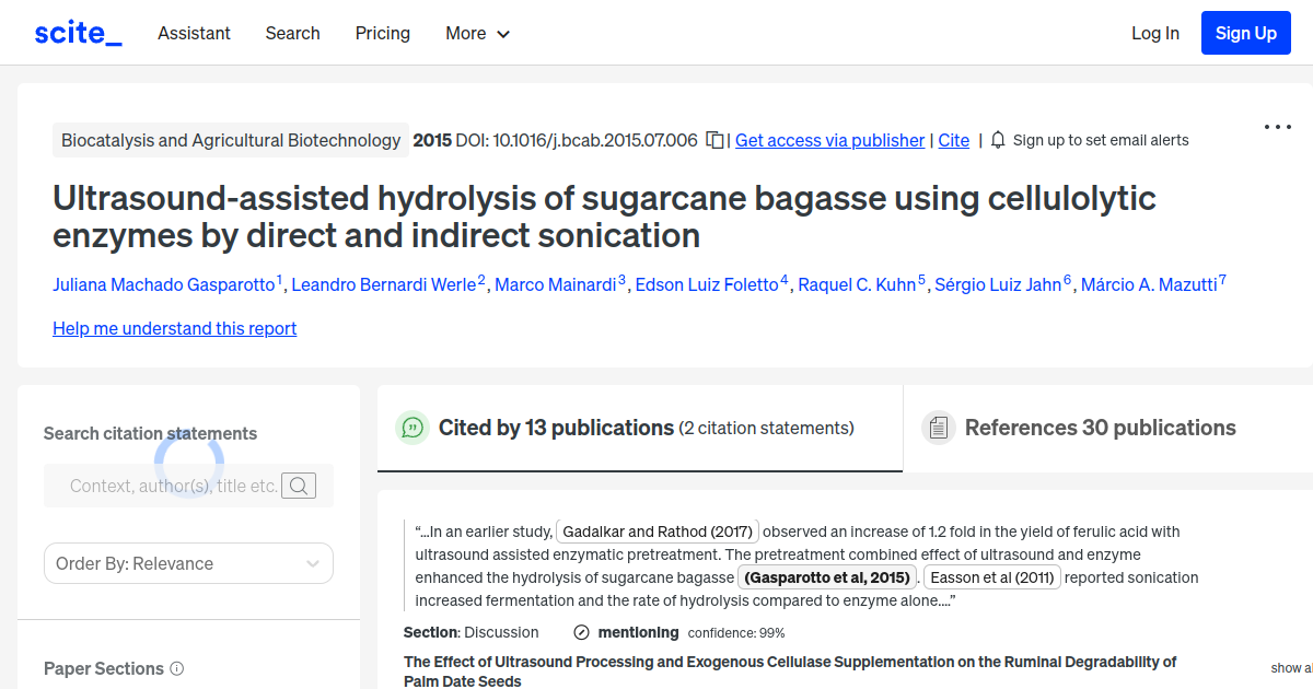 Ultrasound-assisted hydrolysis of sugarcane bagasse using cellulolytic enzymes by direct and ...
