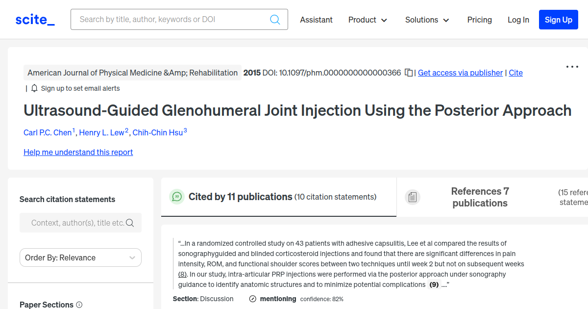Ultrasound Guided Glenohumeral Joint Injection Using The Posterior Approach