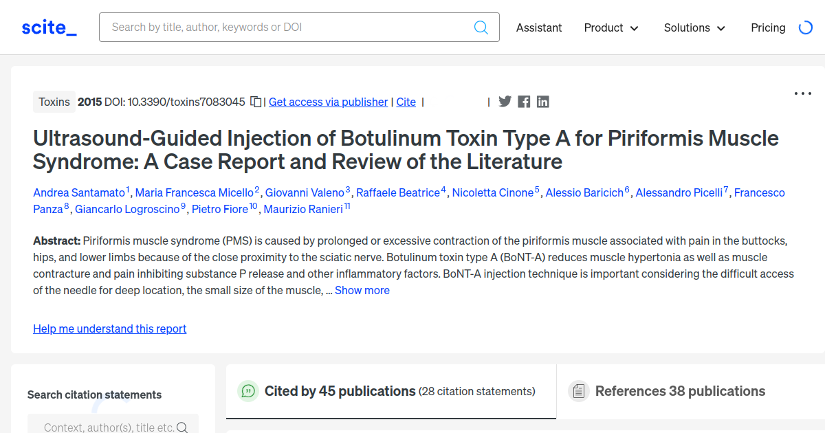Ultrasound Guided Injection Of Botulinum Toxin Type A For Piriformis