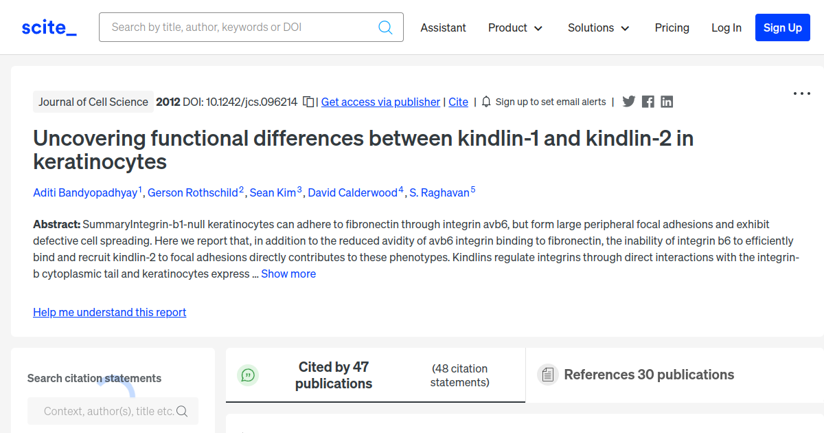Uncovering functional differences between kindlin-1 and kindlin-2 in ... Uncovering functional differences between kindlin-1 and kindlin-2 in ...