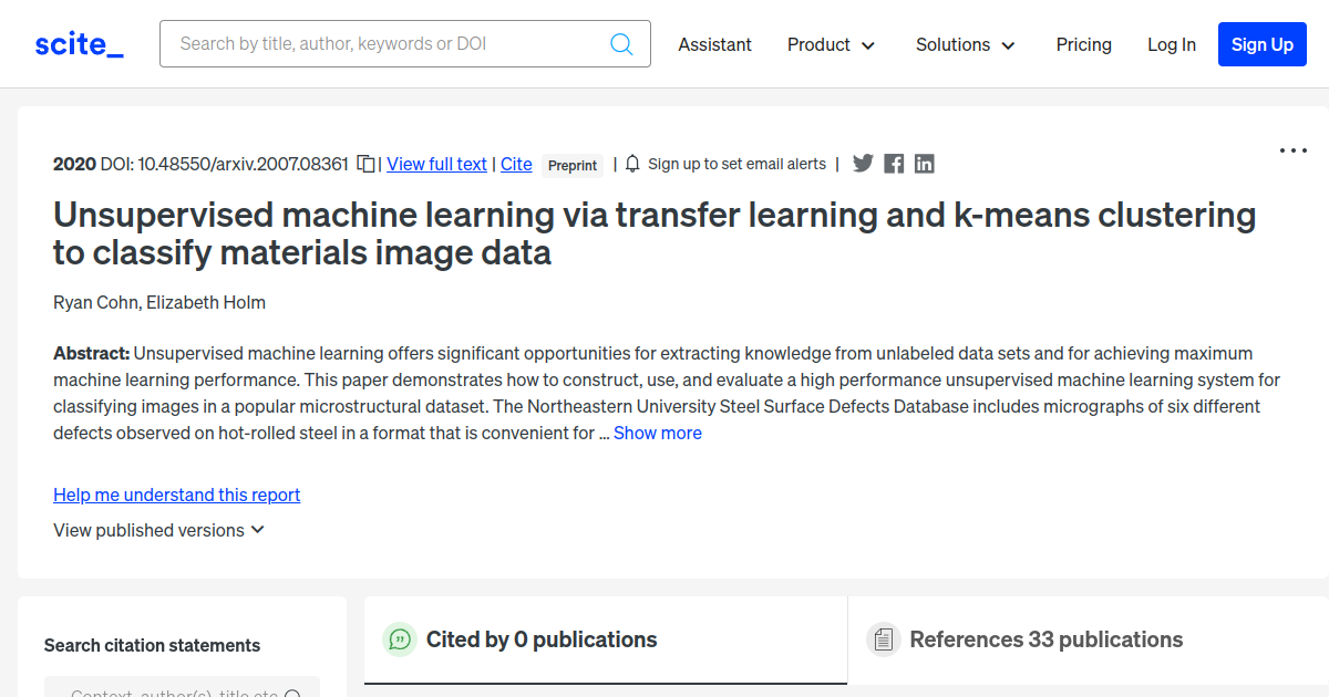 Unsupervised machine learning via transfer learning and k-means ... Unsupervised machine learning via transfer learning and k-means ...