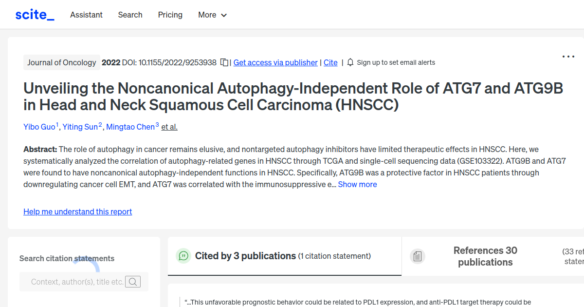 Unveiling the Noncanonical Autophagy-Independent Role of ATG7 and ATG9B in Head and Neck ...