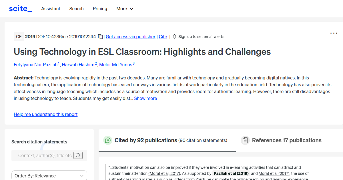 Using Technology in ESL Classroom: Highlights and Challenges - [scite ...