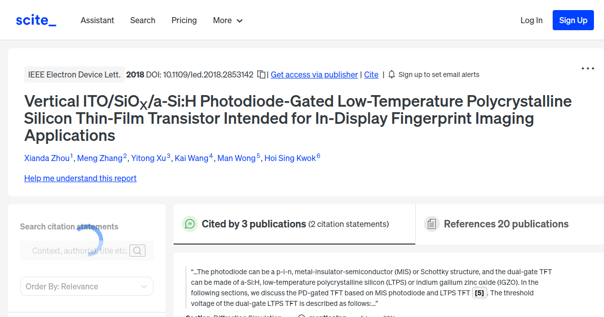 Vertical ITO/SiO X /a-Si:H Photodiode-Gated Low-Temperature Polycrystalline Silicon Thin-Film ...