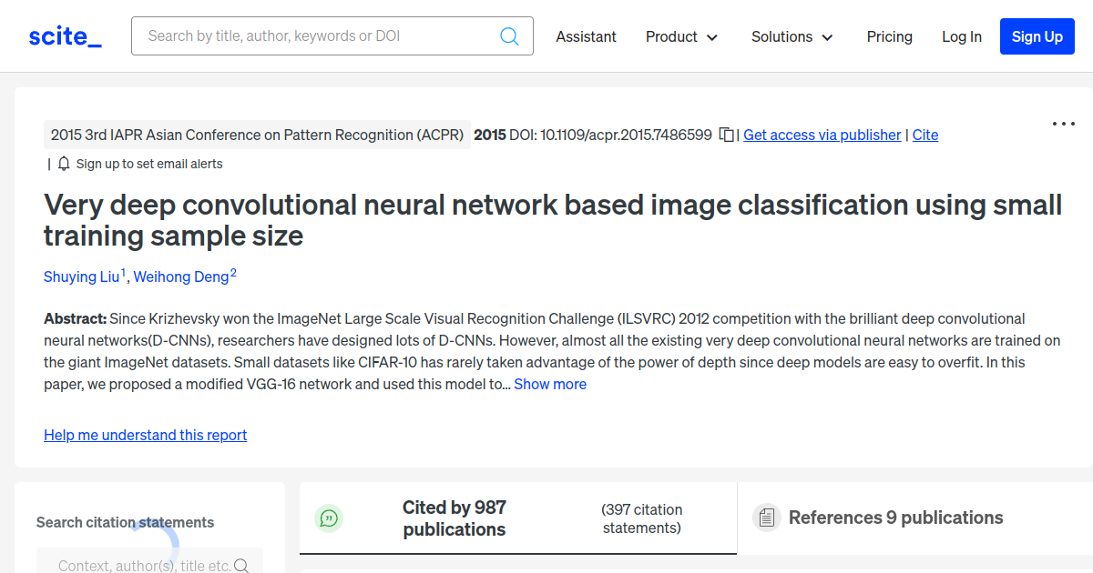 Very Deep Convolutional Neural Network Based Image Classification Using