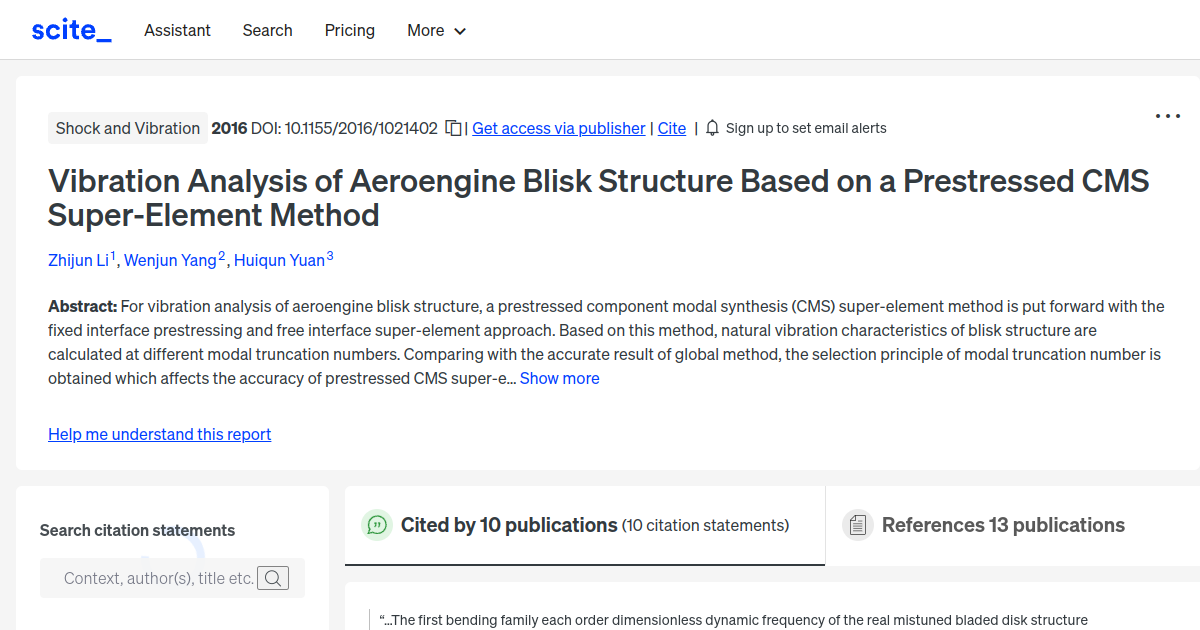 Vibration Analysis of Aeroengine Blisk Structure Based on a Prestressed CMS Super-Element Method