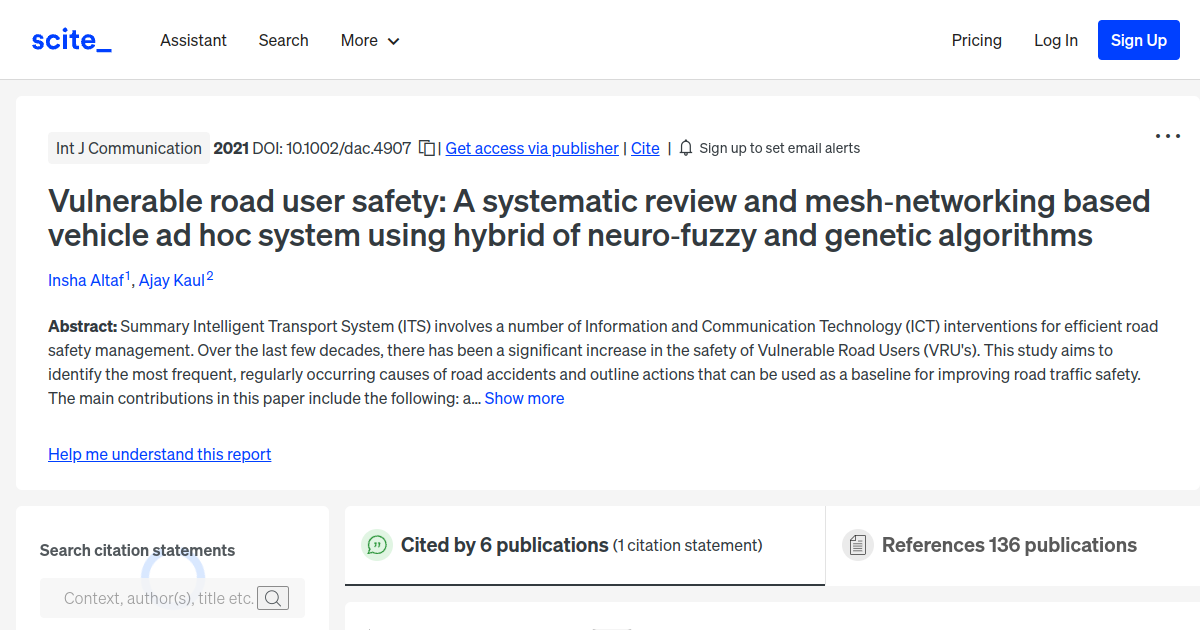 Vulnerable Road User Safety A Systematic Review And Mesh‐networking Based Vehicle Ad Hoc System