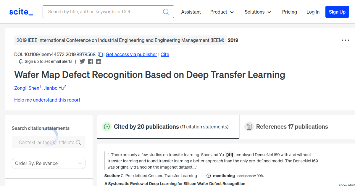 Wafer Map Defect Recognition Based on Deep Transfer Learning Wafer Map Defect Recognition Based on Deep Transfer Learning