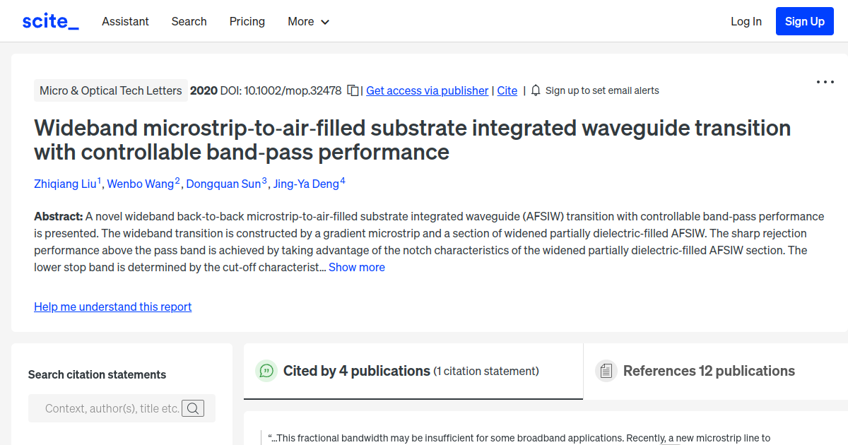 Wideband Microstrip‐to‐air‐filled Substrate Integrated Waveguide Transition With Controllable