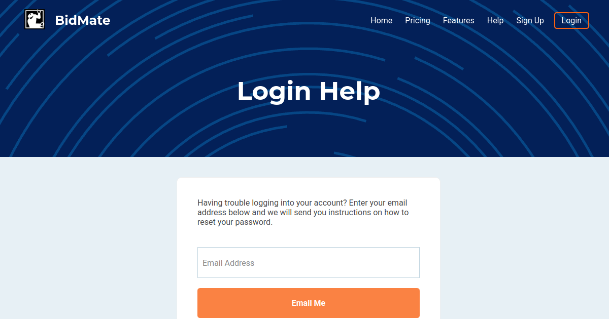 Login Help - BidMate