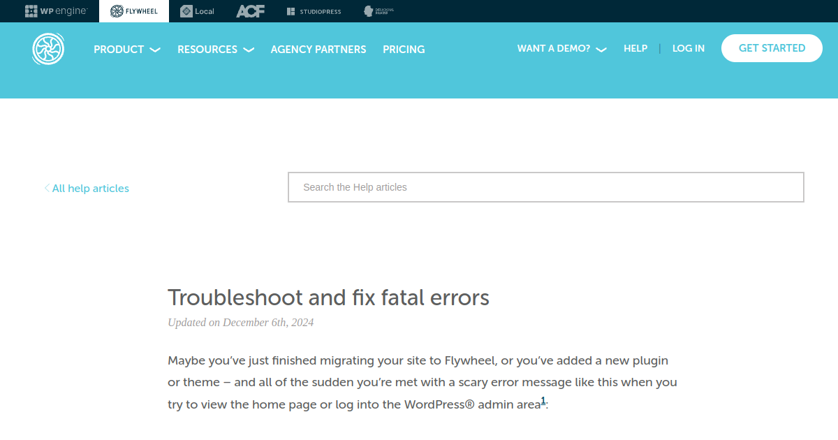 Flywheel | Troubleshoot and fix fatal errors Flywheel | Troubleshoot and fix fatal errors