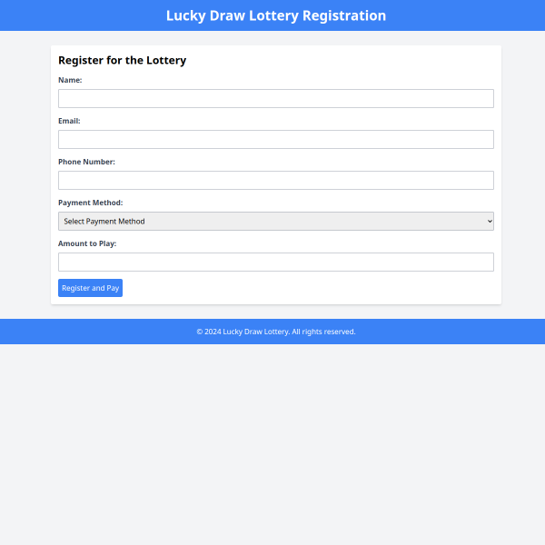 Lucky Draw Lottery Registration Platform