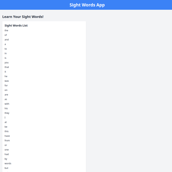 Sight Words Learning App