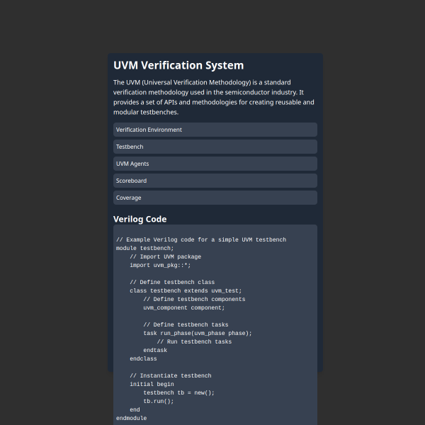 UVM Verification System Designer
