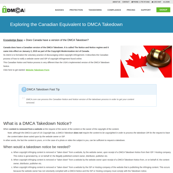 Does Canada have a version of the DMCA Takedown?