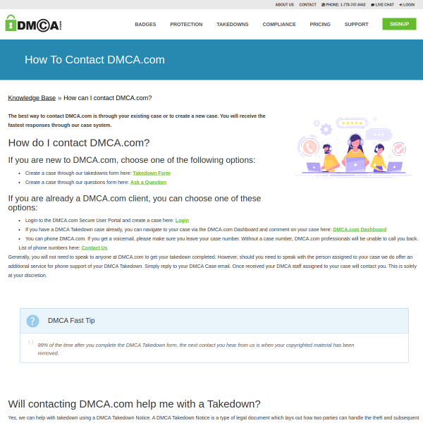 How can I contact DMCA.com?
