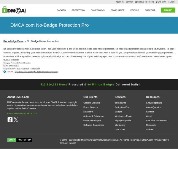No Badge Protection option
