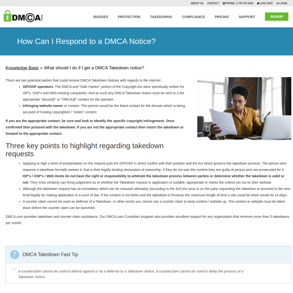 What should I do if I get a DMCA Takedown notice?