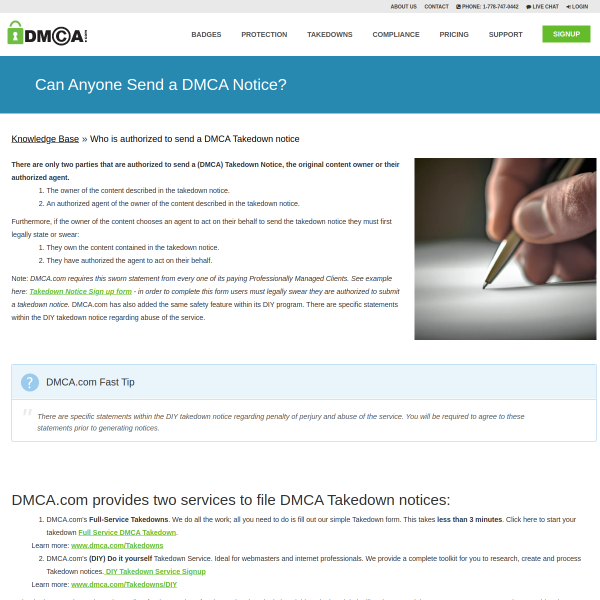 Who is authorized to send a DMCA Takedown notice Who is authorized to send a DMCA Takedown notice