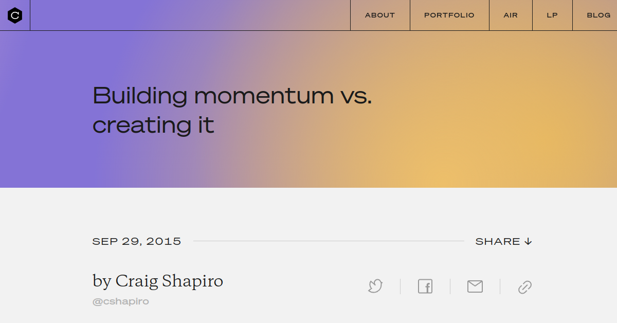 Building momentum vs. creating it · Collab Fund