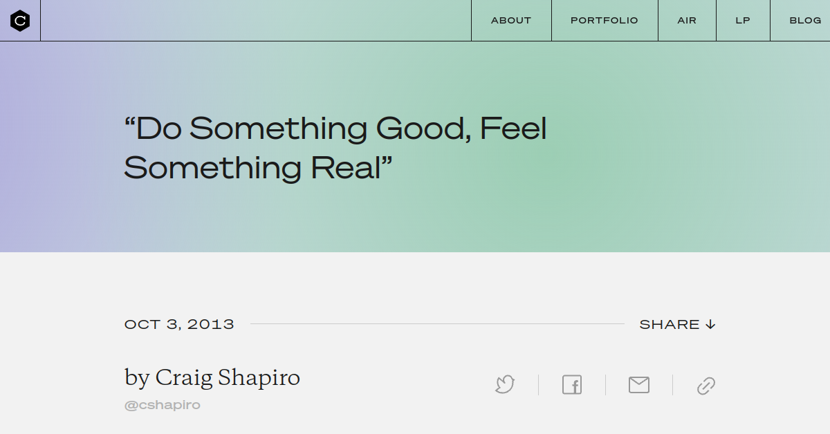 “Do Something Good, Feel Something Real” · Collab Fund