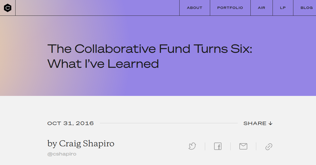The Collaborative Fund Turns Six: What I've Learned · Collab Fund