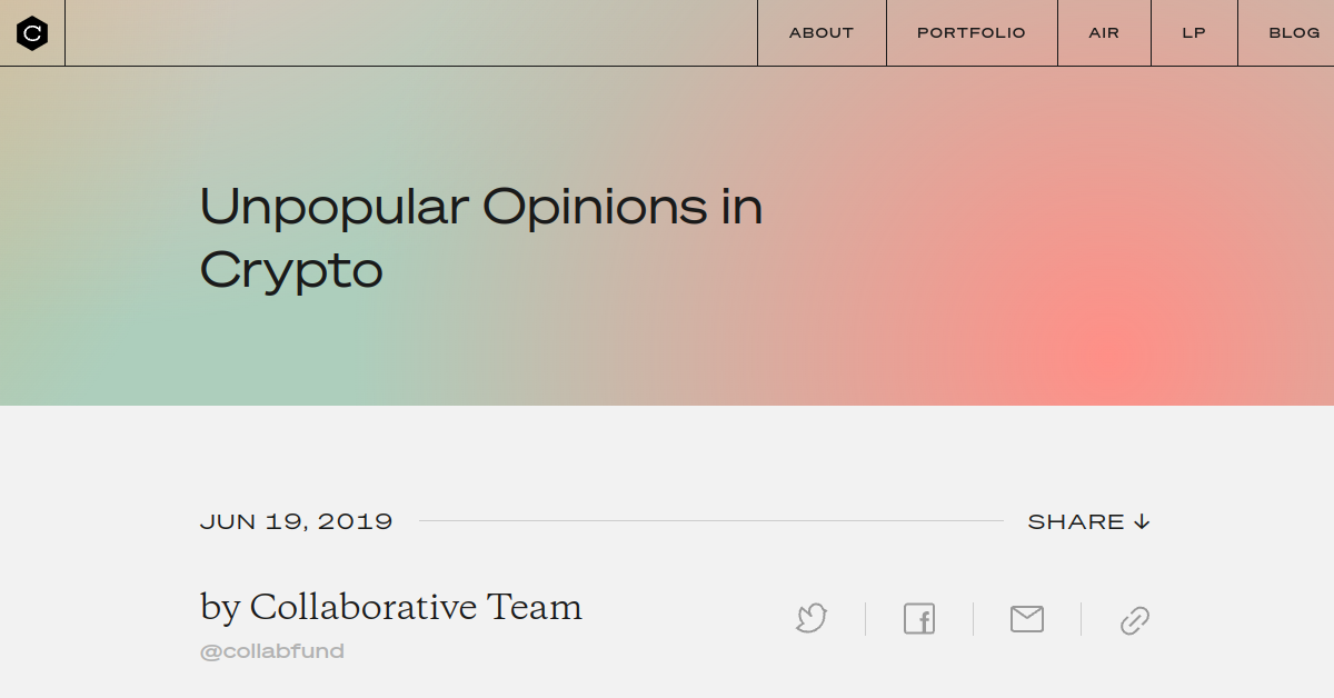 Unpopular Opinions in Crypto · Collab Fund