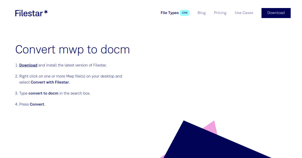 Filestar* | Convert mwp to docm