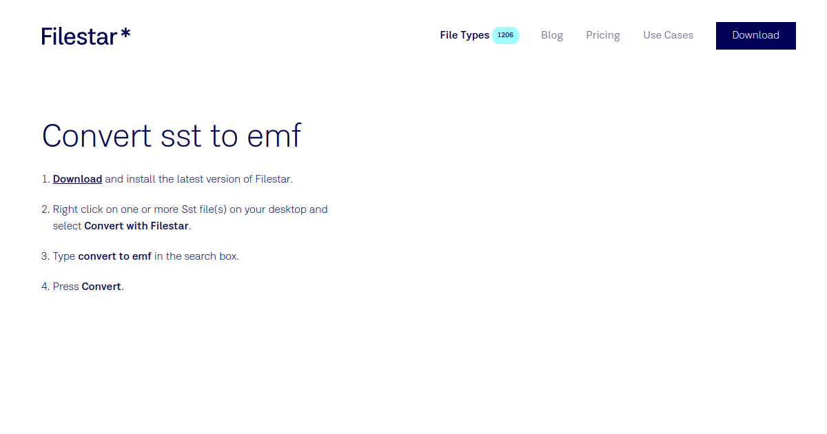 Filestar* | Convert sst to emf
